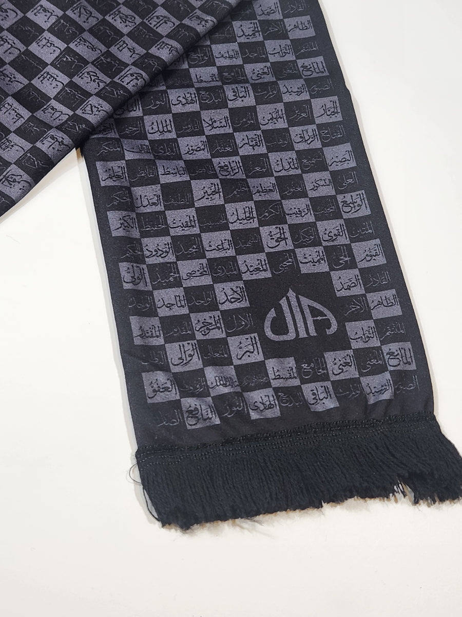 99 Names of Allah Checkered Scarf (Black) – Urban Islamic Apparel